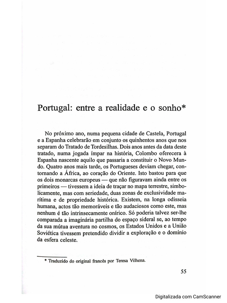 Texto 6 - Portugal Entre A Realidade e o Sonho | PDF