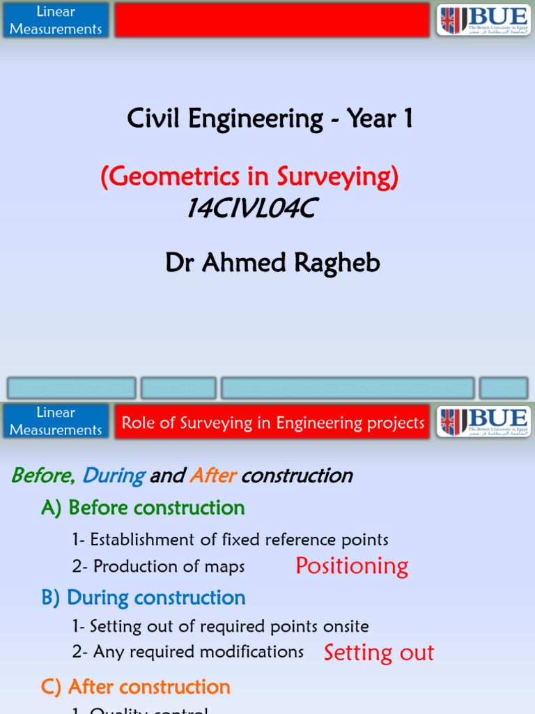 Lecture 2 Linear Measurments | PDF | Surveying | Civil Engineering