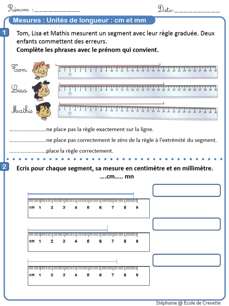Mesures de longueur : cm et mm | PDF | Longueur | Unité de mesure