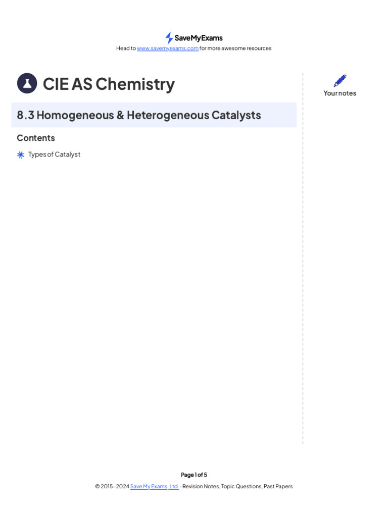 Homogeneous & Heterogeneous Catalysts | PDF | Catalysis | Reaction Rate