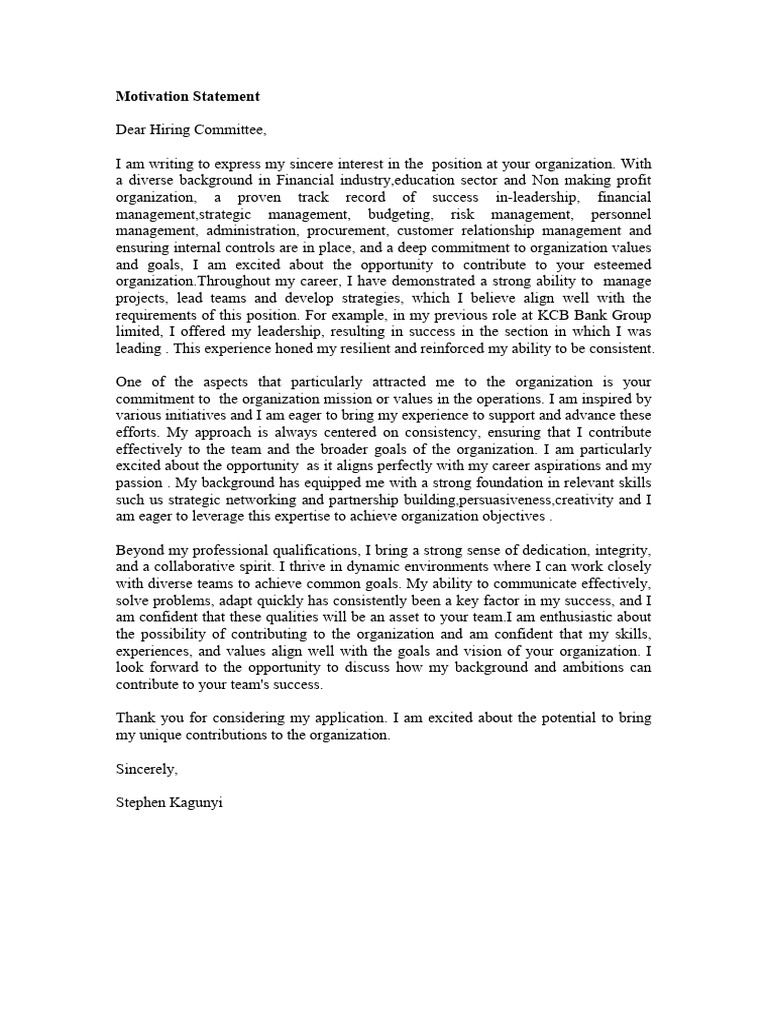 Motivation Statement.gcl | PDF | Motivation | Motivational