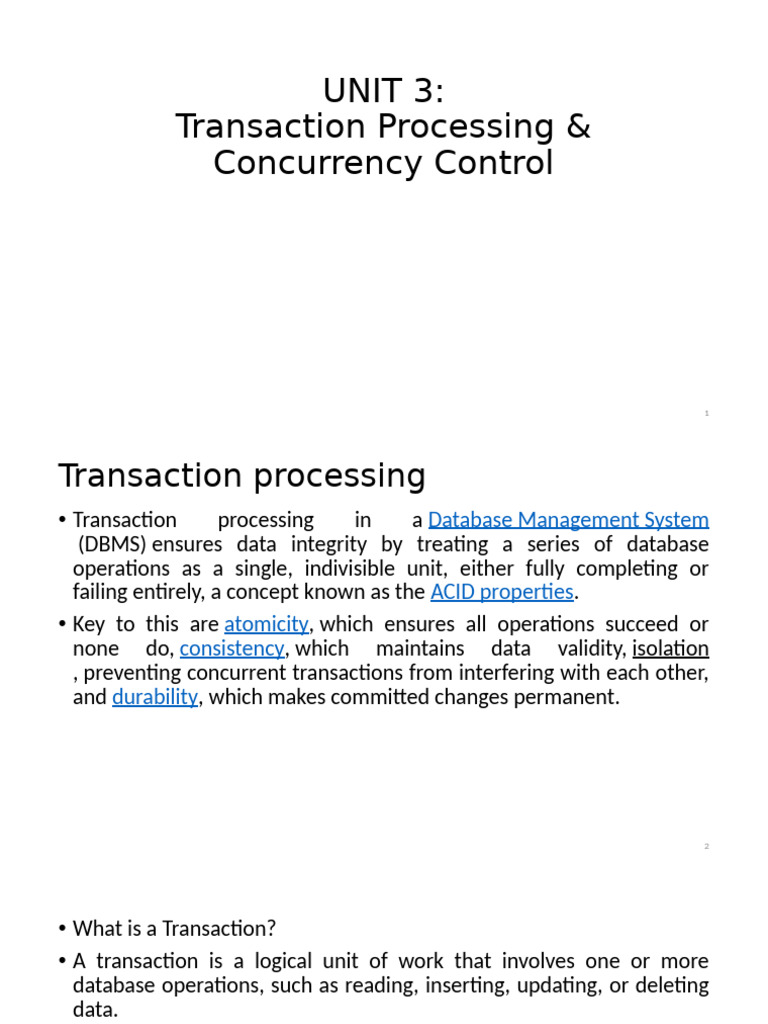 Transaction Processing in DBMS-Part 1 | PDF | Acid | Database Transaction