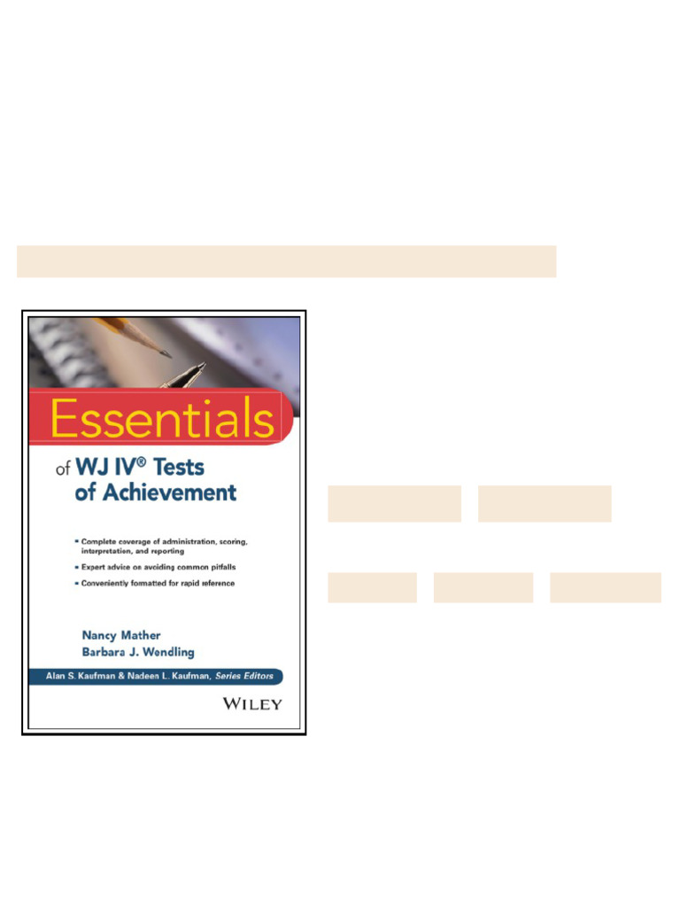 Essentials of WJ IV Tests of Achievement 1., Auflage Edition Mather No ...