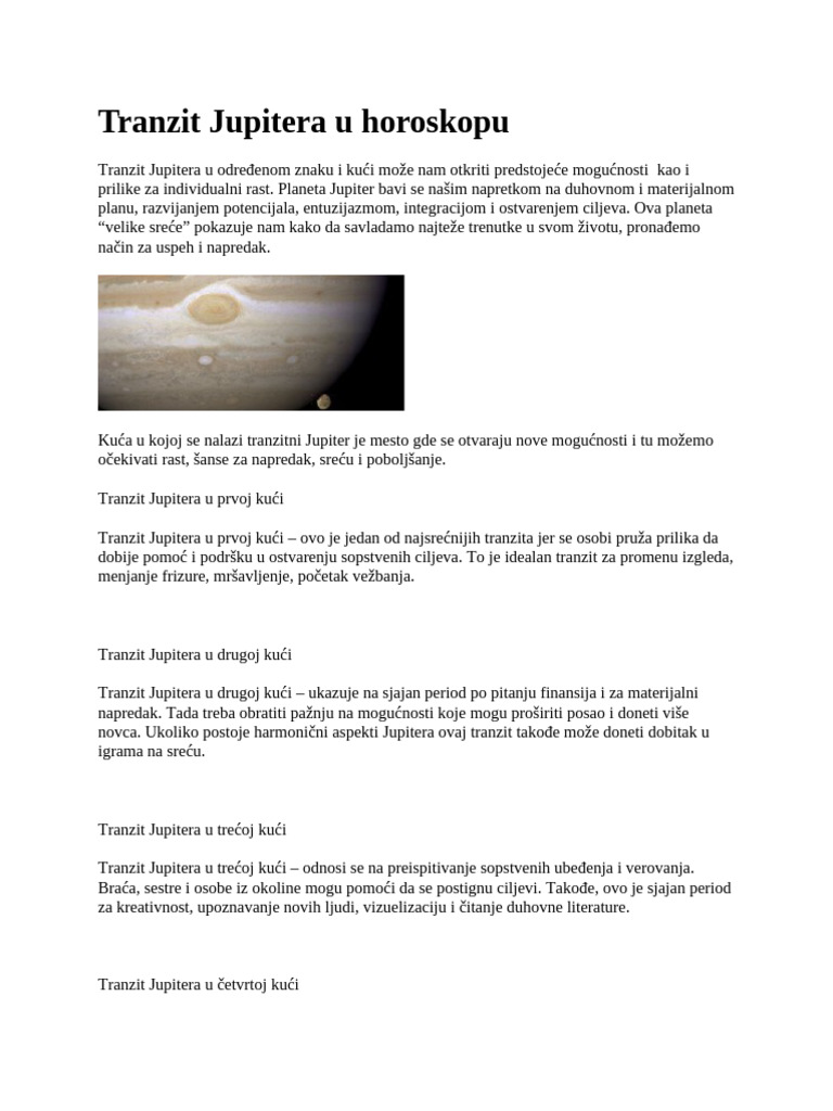 Tranzit Jupitera U Horoskopu | PDF