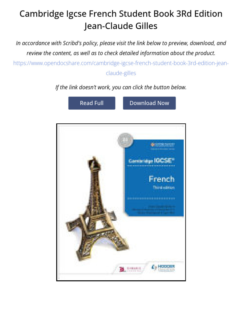 Cambridge IGCSE French Student Book 3rd Edition Jean-Claude Gilles | PDF