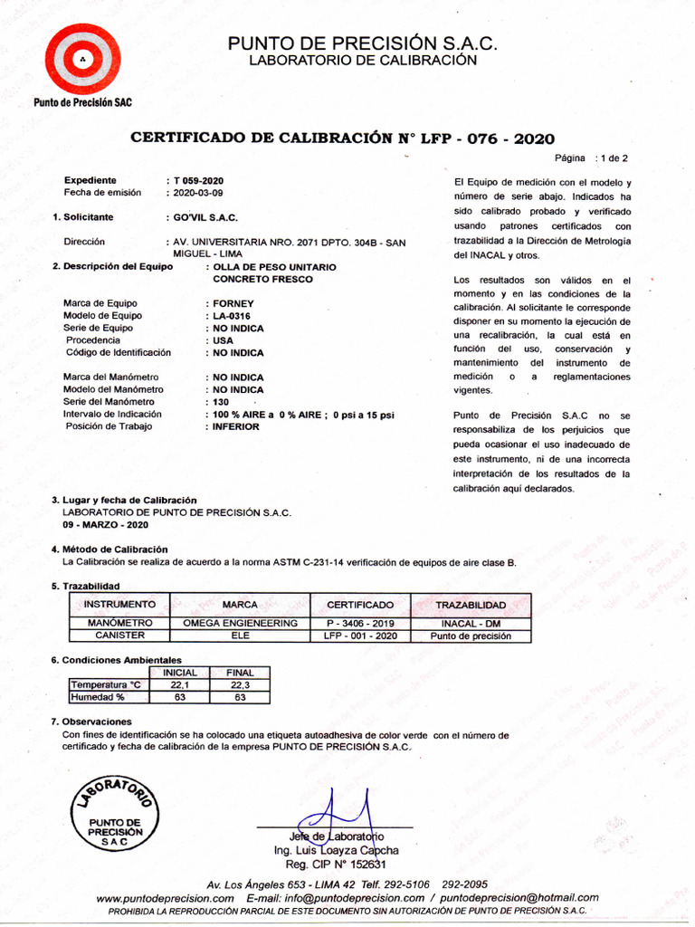 Cal Peso Unitario | PDF