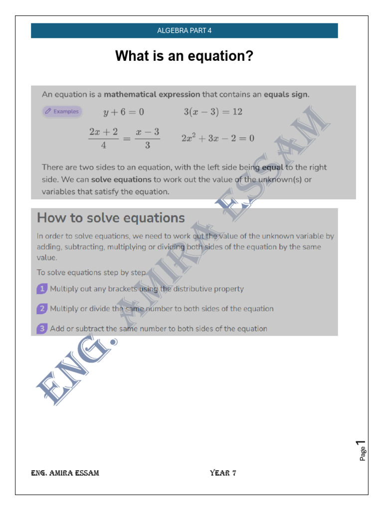 13. Algebra Part 4 | PDF