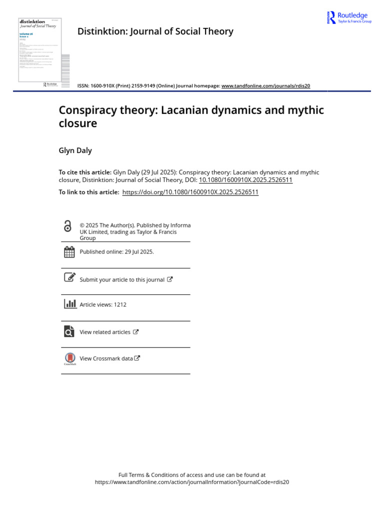 Conspiracy Theory Lacanian Dynamics and Mythic Closure | PDF ...