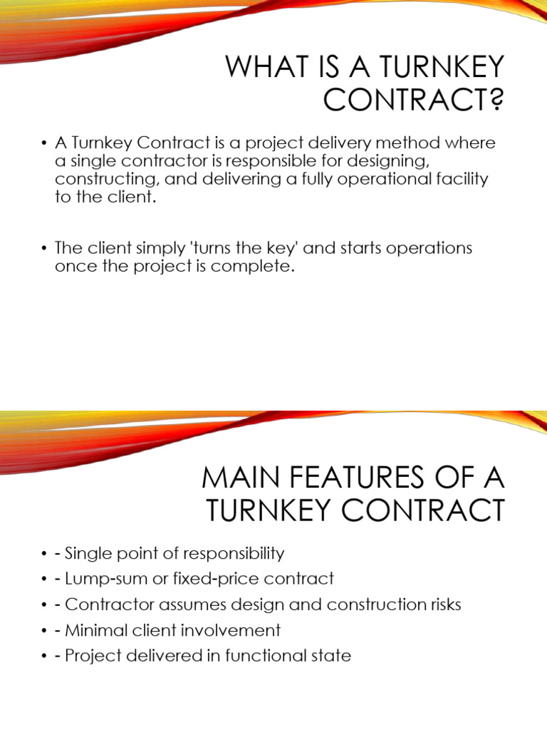 Turnkey Contracts Presentation | PDF | Employment | Business