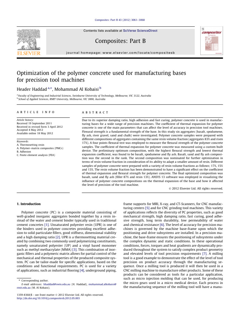 Optimizing Polymer Concrete for Machine Bases | PDF | Concrete ...