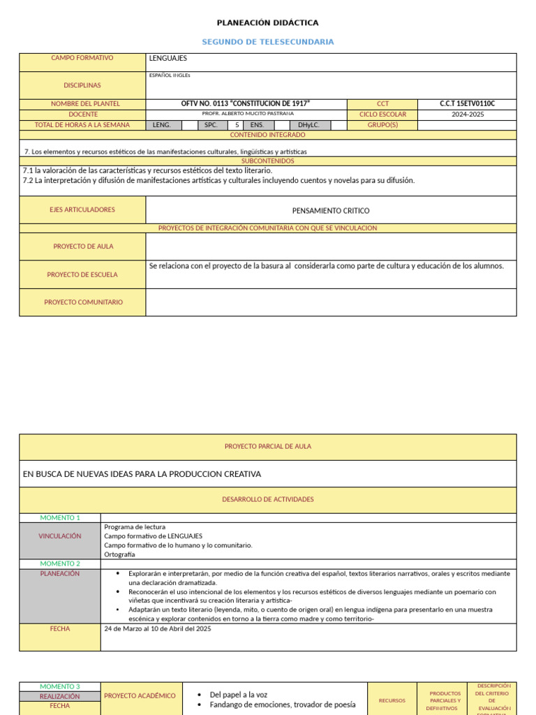 Planeacion Didac. 10 Abril Lengu y Humano | PDF | Las emociones