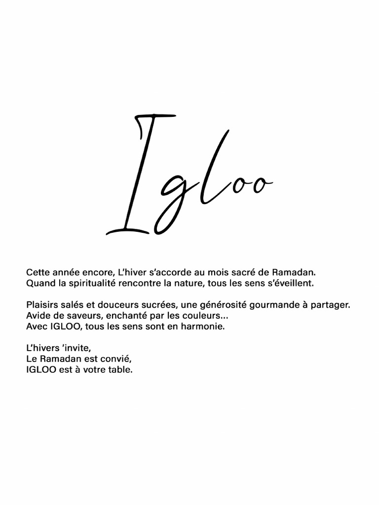 Igloo Menu Test | PDF