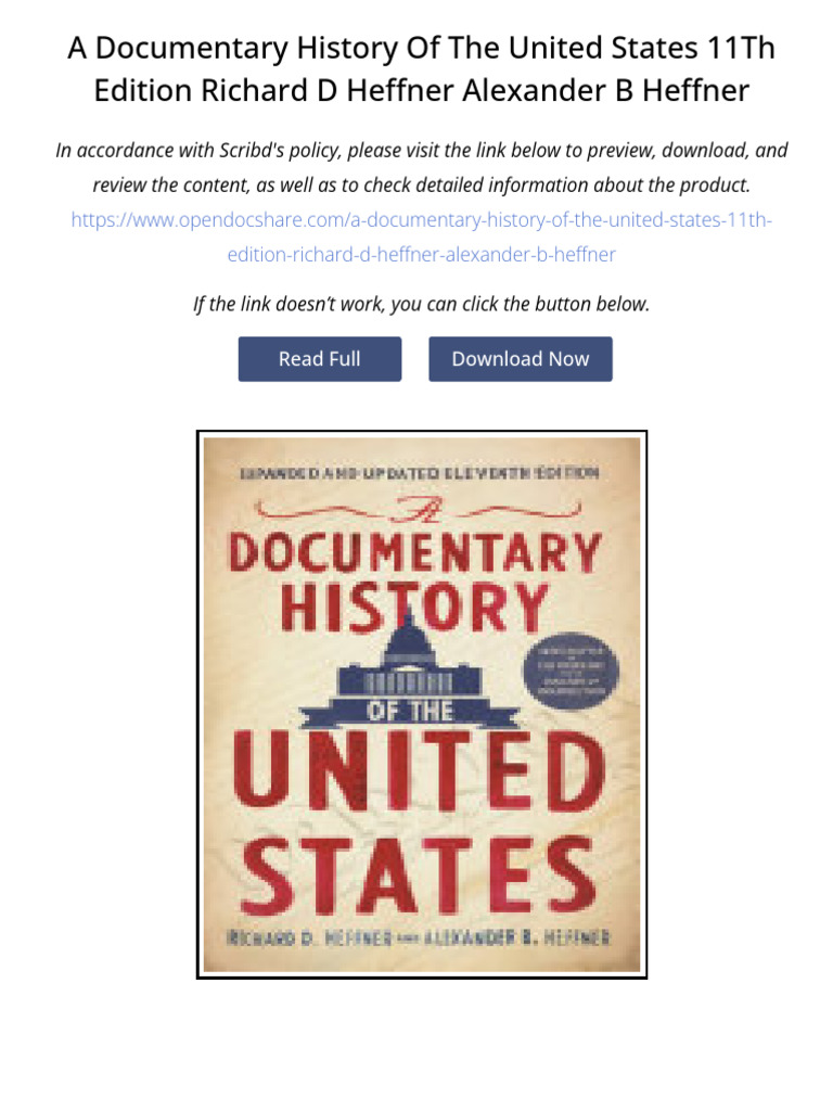 A Documentary History of the United States 11th Edition Richard D ...