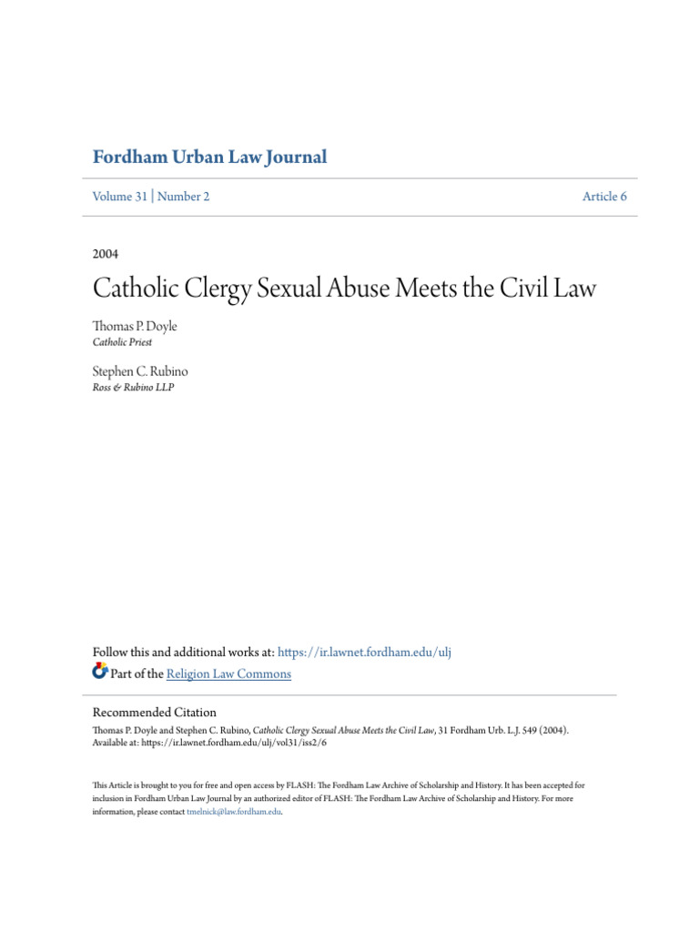 Catholic Clergy Sexual Abuse Meets the Civil Law | PDF | Catholic ...
