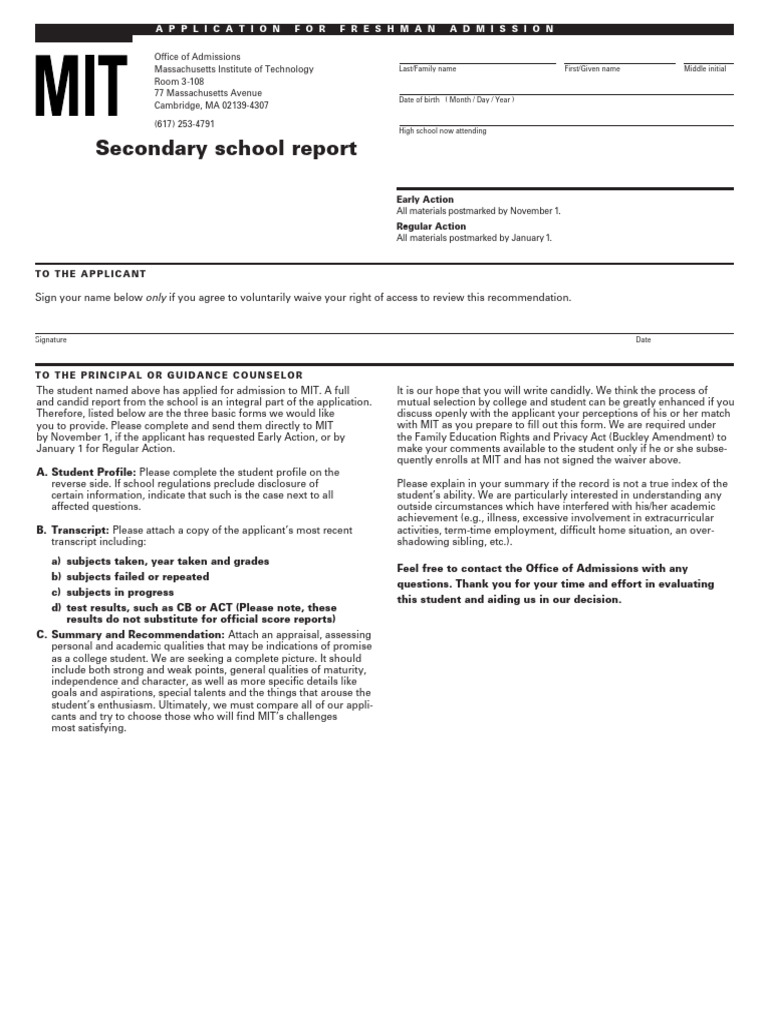 MIT secondary school Admission | PDF | Advanced Placement | University ...