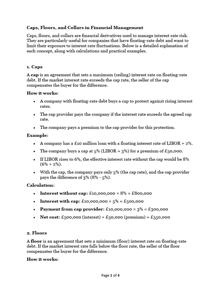 Caps, Floors, And Collars -24 March 2024 | PDF | Interest | Interest Rates