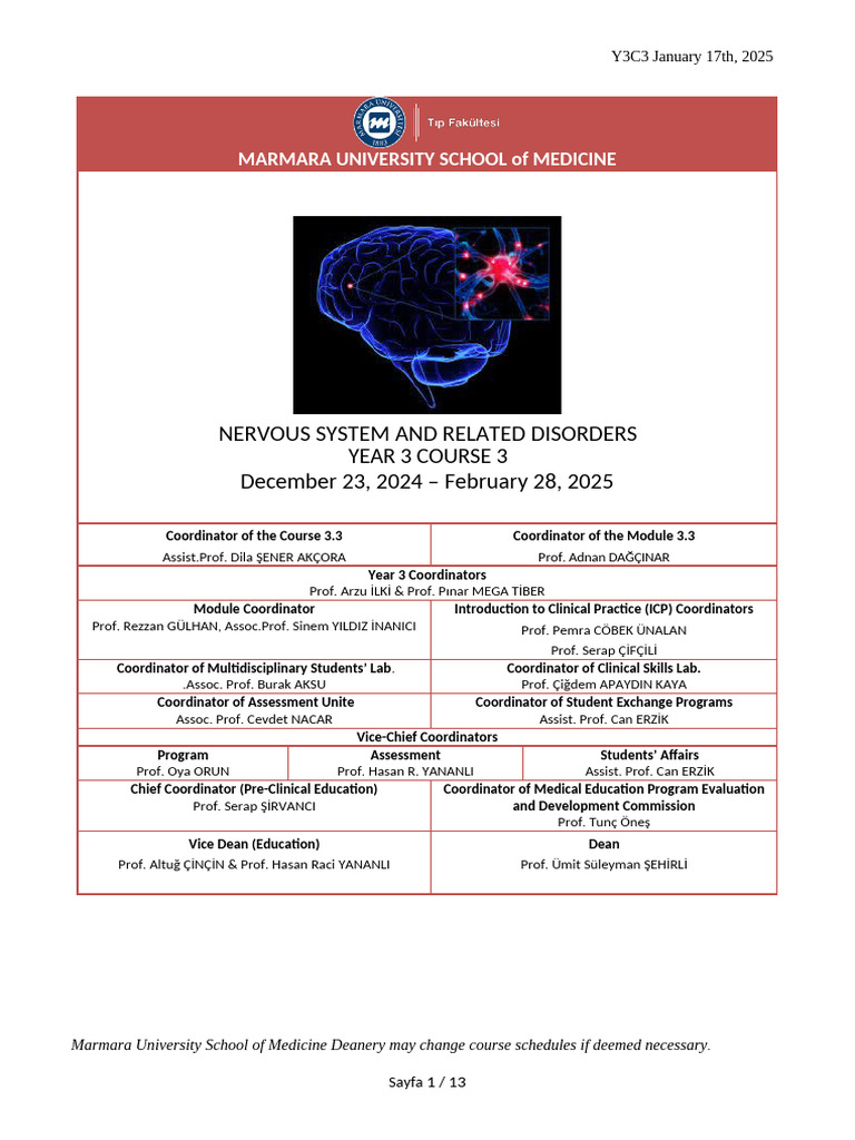 Nervous System Disorders Course Overview | PDF | Central Nervous System ...