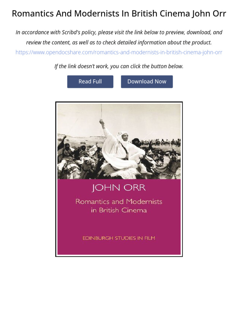 Romantics And Modernists In British Cinema John Orr | PDF