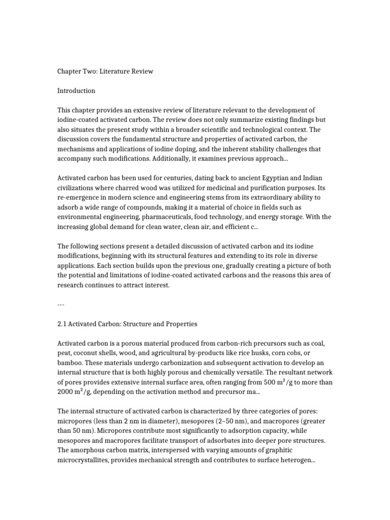 Iodine-Coated Activated Carbon Review | PDF | Adsorption | Iodine