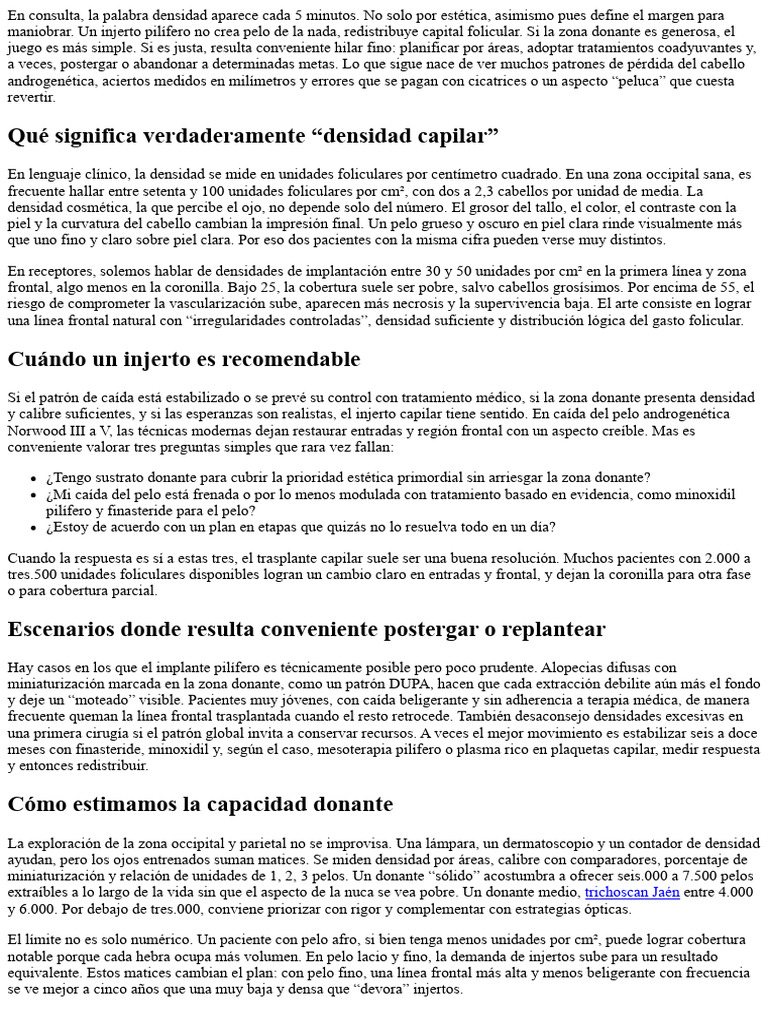 Densidad capilar: en qué momento un injerto es conveniente y qué hacer ...