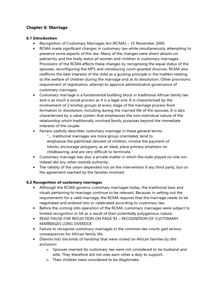 ACL Notes - Ch 6 , 7 , 8 , 9 (pt 2) | PDF | Marriage | Polygamy