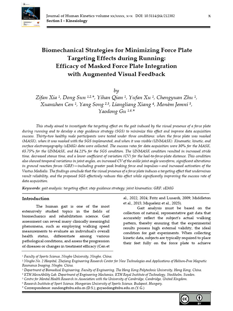 Minimizing Force Plate Targeting Effects | PDF | Electromyography ...