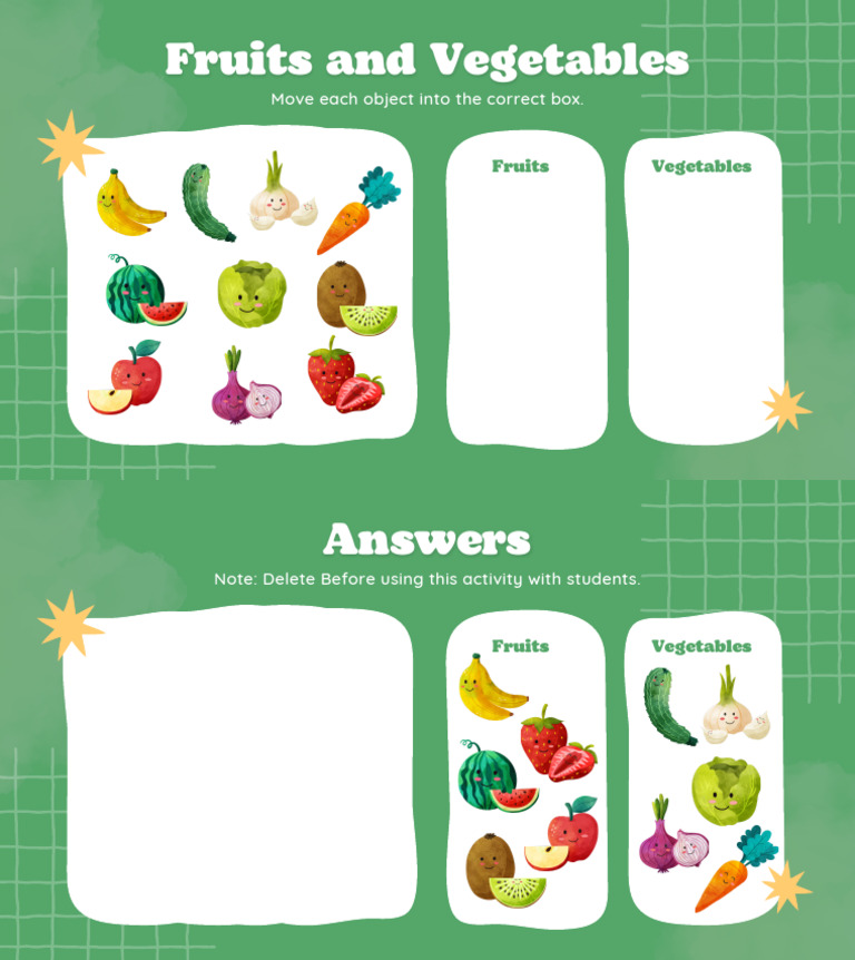 Fruits and Vegetables Sorting Activity | PDF