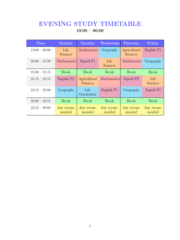 S Time Table | PDF