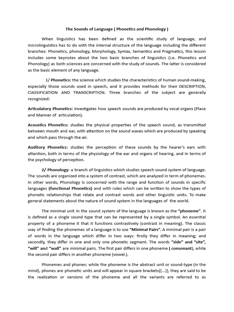 The Sounds of Language Lesson 4 - Google Docs | PDF | Phonology | Languages