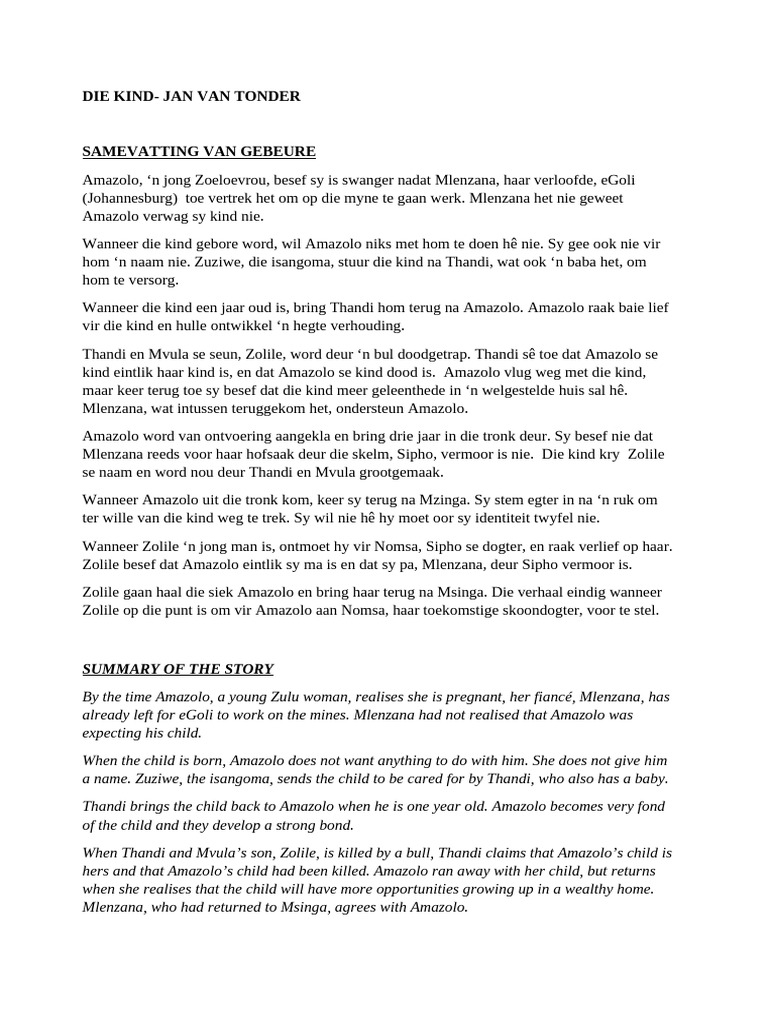 Die Kind Hoofstuk 1 en 2 | PDF