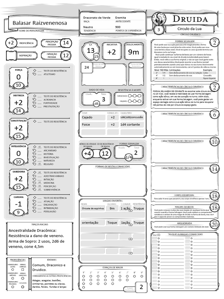 DnD 5e - Ficha 12 - Balasar | PDF