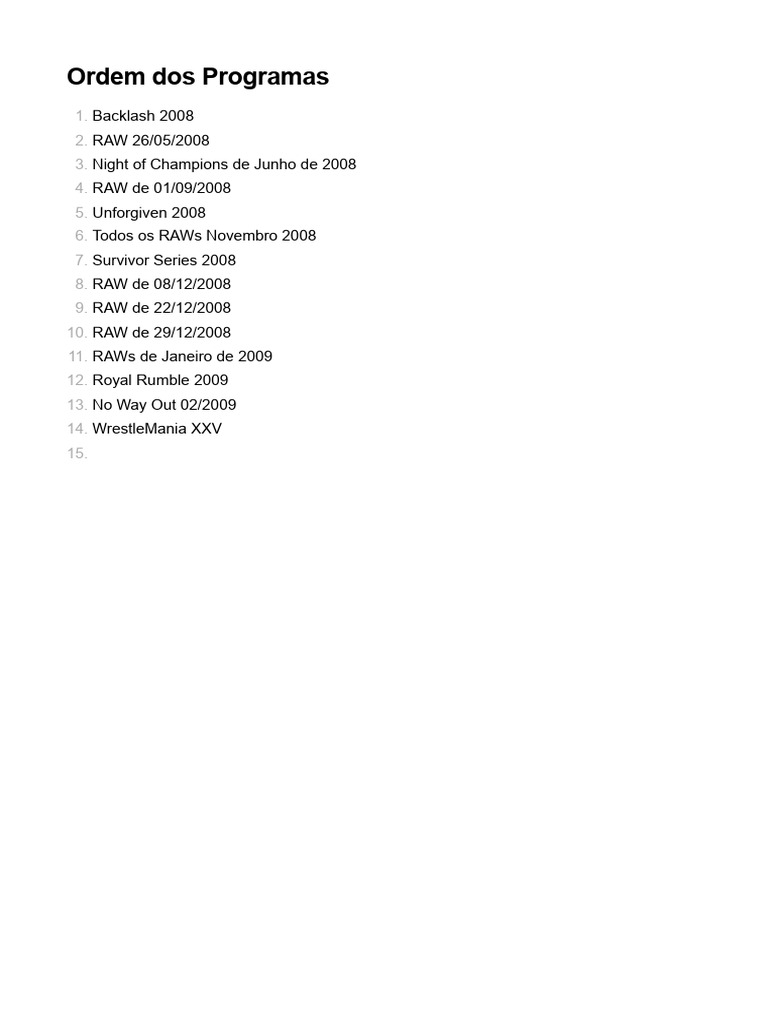 Ordem Dos Programas | PDF