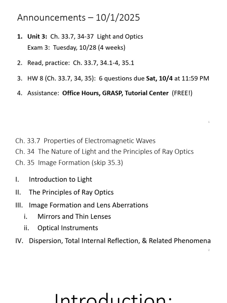 Ch 33.7-35 Ray Optics and Image Formation_PHYS 4C_10!6!2025 | PDF ...