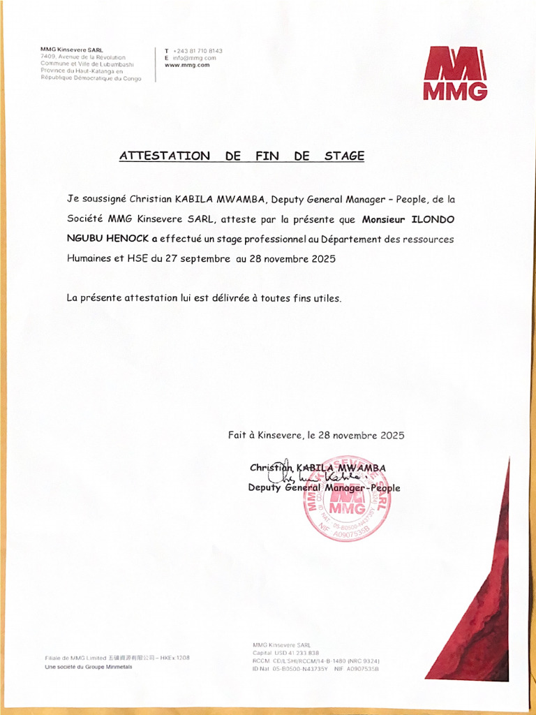 Attestation de Stage | PDF
