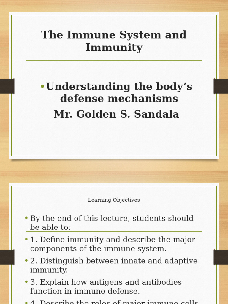 Immune System and Immunity Lecture | PDF | Immune System | White Blood Cell