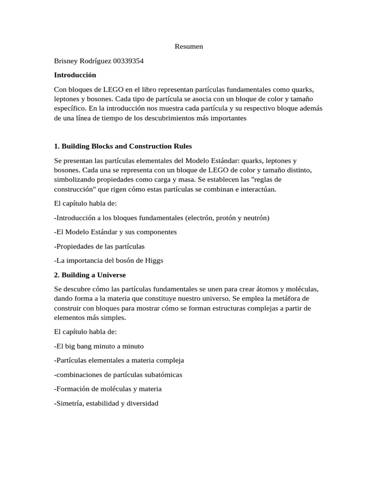 Resumen Cosmos | PDF | Partículas fisicas | Partícula elemental