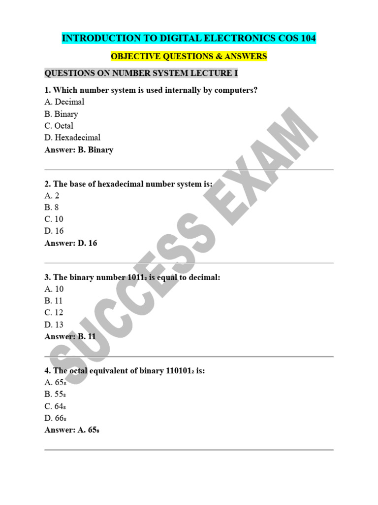 Digital Electronics Q&A: Number Systems | PDF | Logic Gate | Mathematics