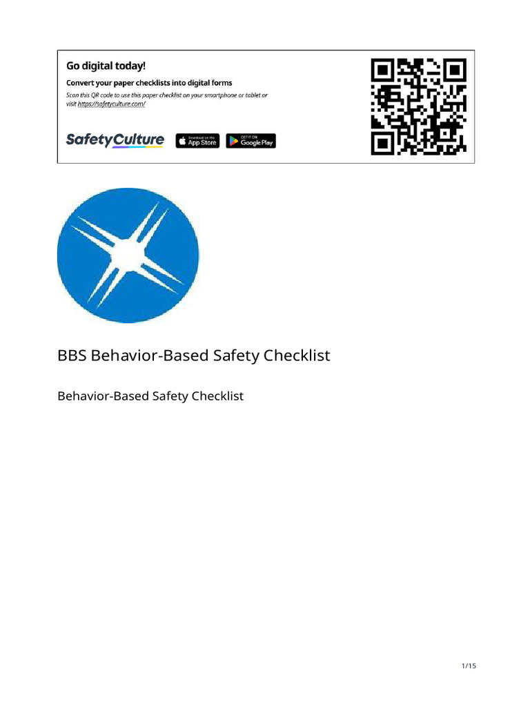 BBS Behavior-Based Safety Checklist | PDF | Personal Protective ...