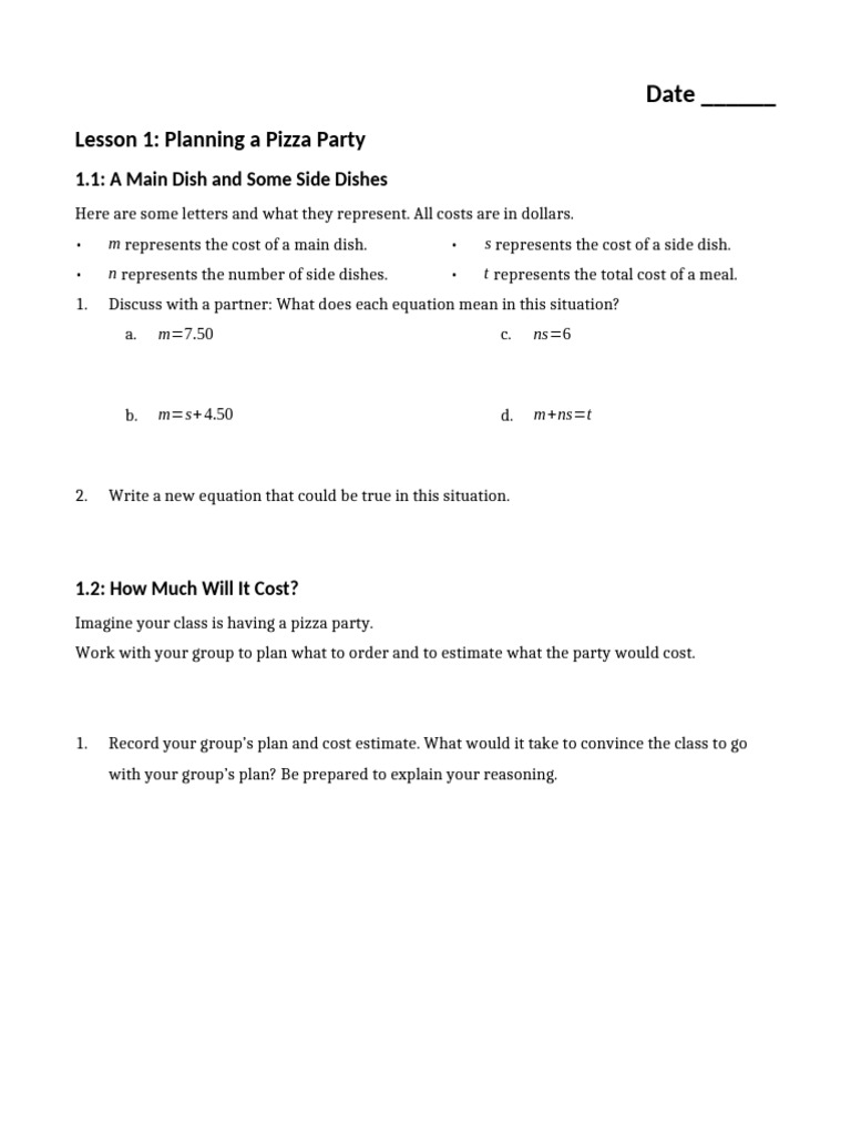 Pizza Party Cost Planning Guide | PDF | Applied Mathematics