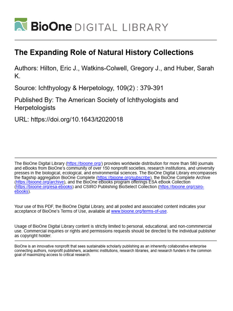 Role of Natural History Collections | PDF | Ct Scan | Taxonomy (Biology)
