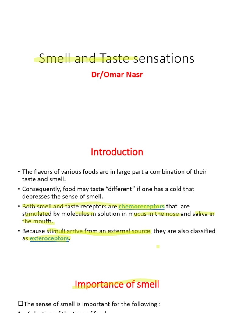 Taste and Olfaction Edit | PDF | Taste | Senses