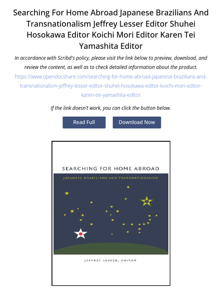Searching For Home Abroad Japanese Brazilians And Transnationalism ...