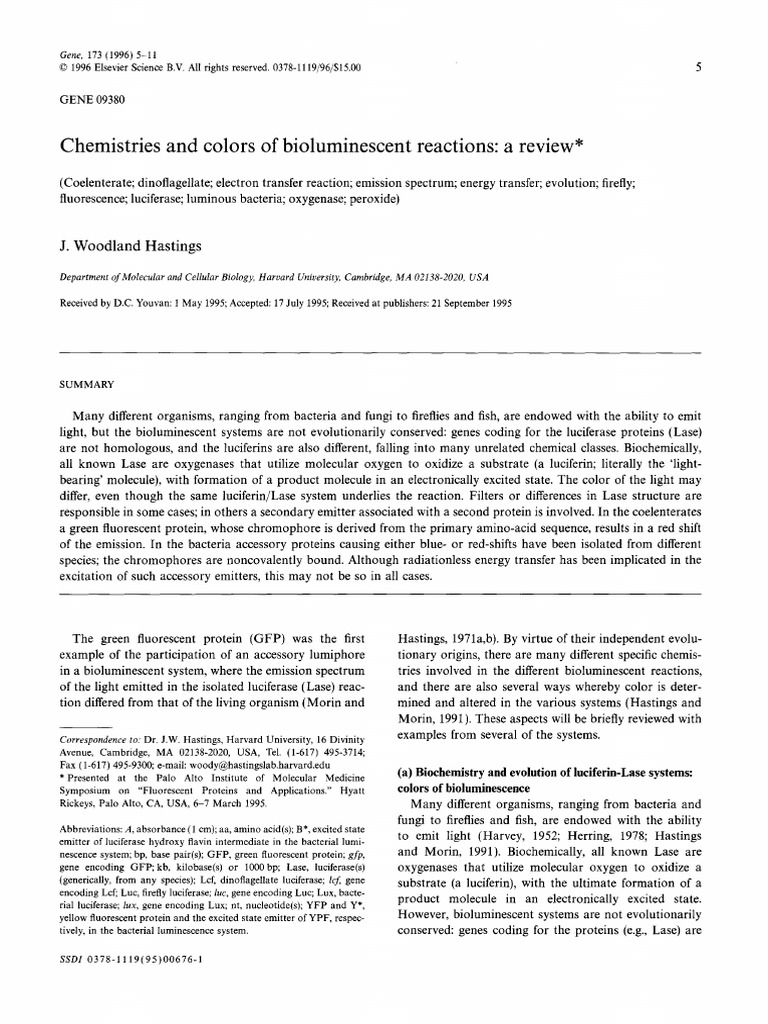 Bioluminescence: Chemistry and Colors | PDF | Luciferase | Green ...
