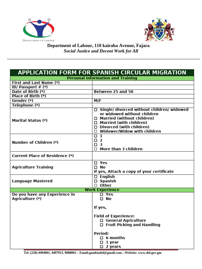 Spanish Circular Migration Application Form | PDF
