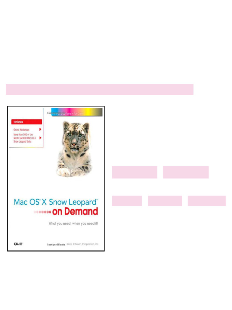 Mac OS X Snow Leopard On Demand 1st Edition Steve Johnson updated 2025 ...
