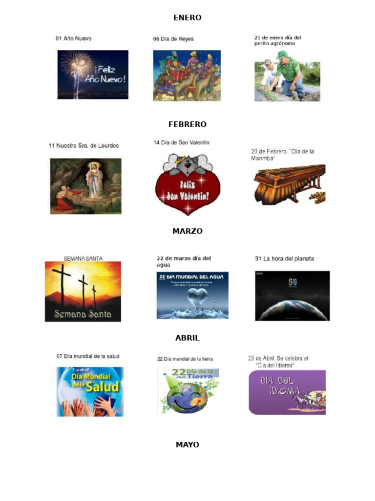 Celebraciones Del Año Mes Por Mes | PDF