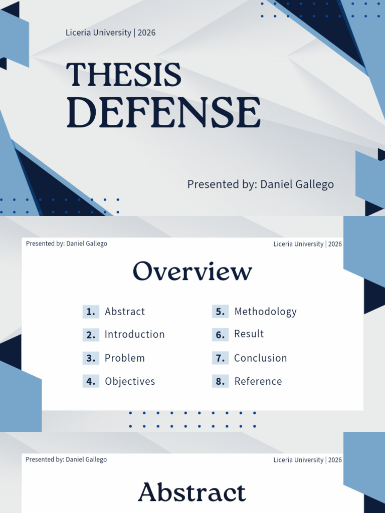 Blue White Minimalist Modern Geometric Thesis Defense Presentation ...
