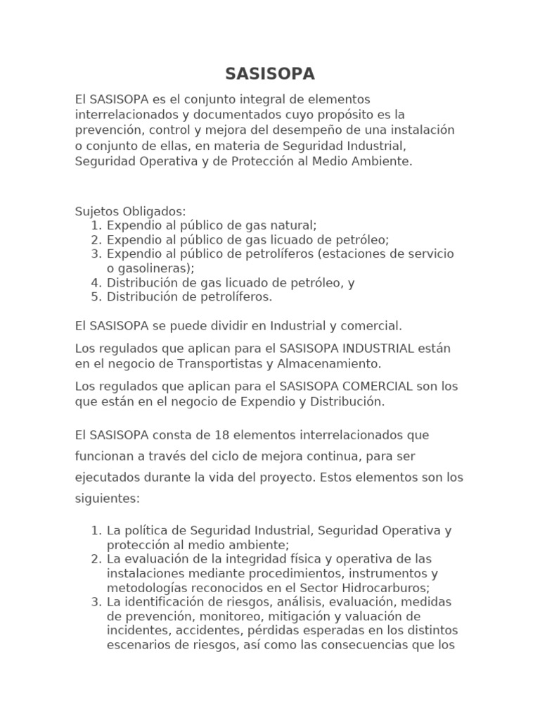 Guía del SASISOPA en Seguridad Industrial | PDF | Petróleo | Estación ...