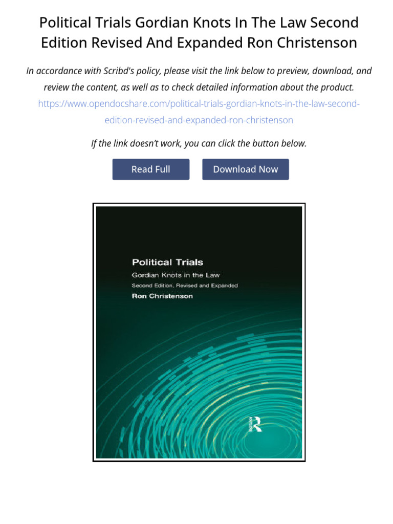 Political Trials Gordian Knots in the Law Second Edition Revised and ...
