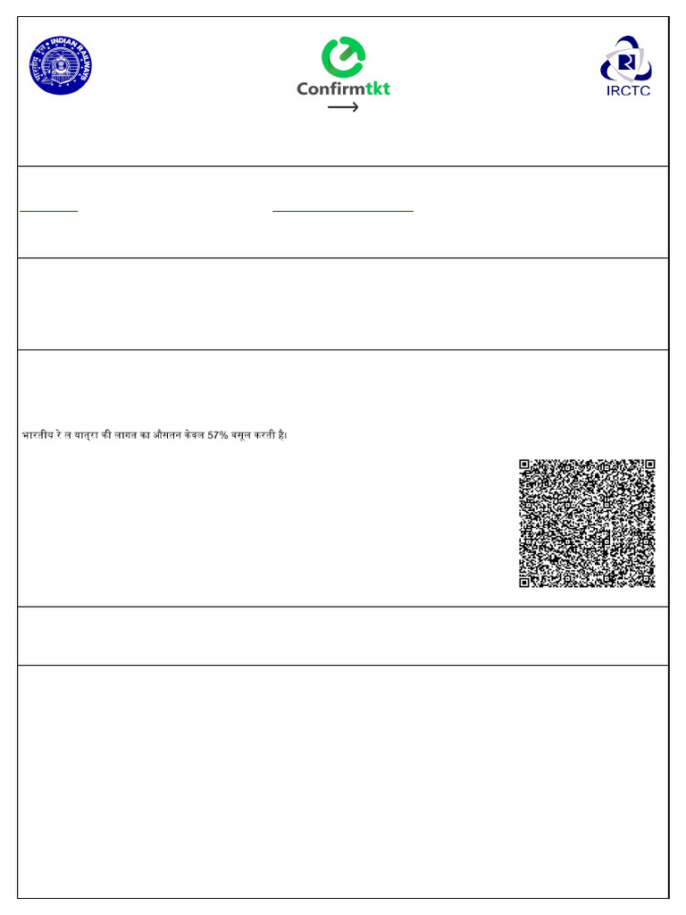 Electronic Reservation Slip for Train Travel | PDF | Identity Document